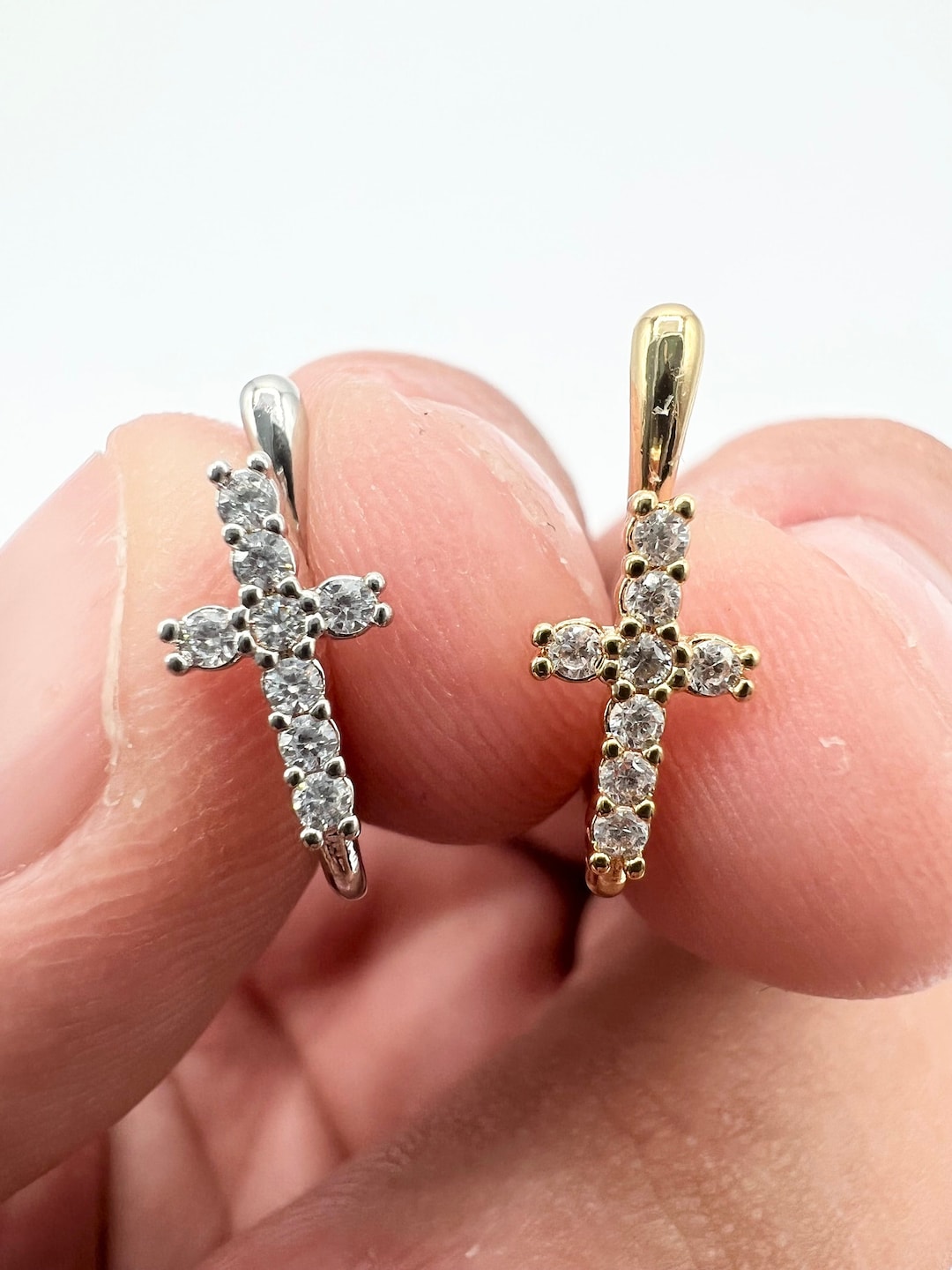 Jesus Cross Nose Cuff Diamond Fake Nose Ring No Piercing 24 KT Gold ...
