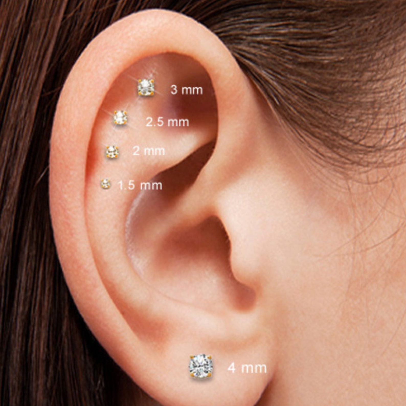 Diamond Flat Back Labret Stud Earrings Nose Ring Ear Cartilage - Etsy