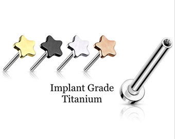 20G/18G/16G Star Push Pin Labret Threadless Flat Back - Etsy