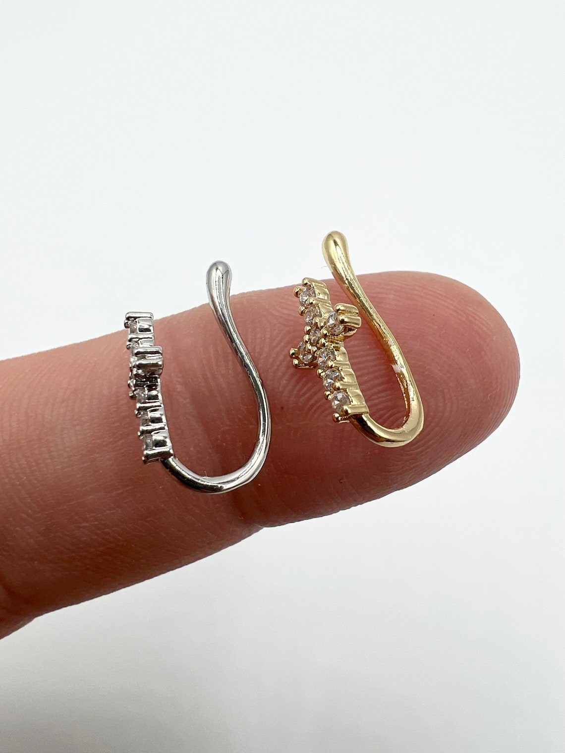 Jesus Cross Nose Cuff Diamond Fake Nose Ring No Piercing 24 KT Gold ...