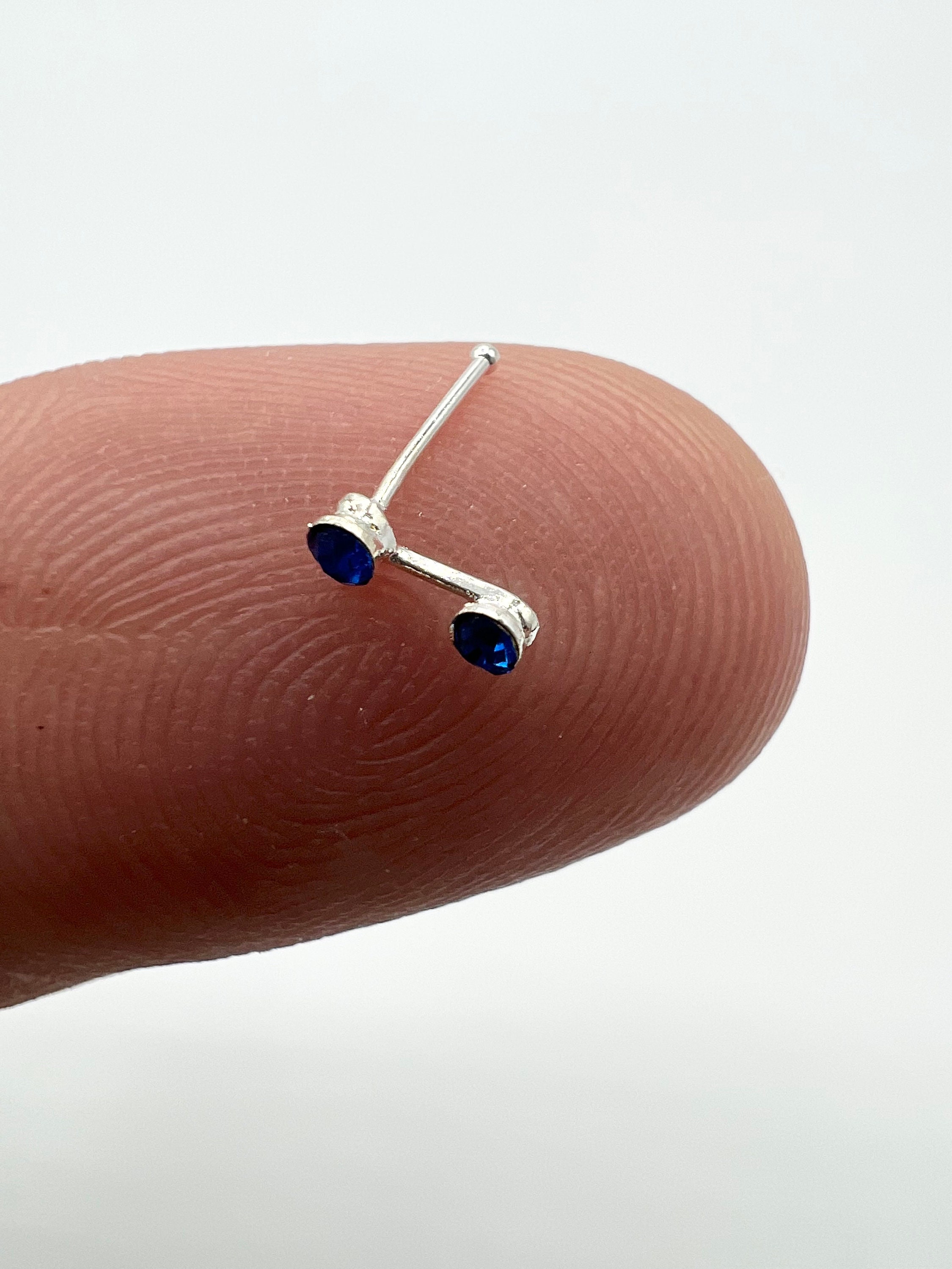 Tiny Double Diamond Nose Stud Nose Ring Thin Nose Piercing - Etsy