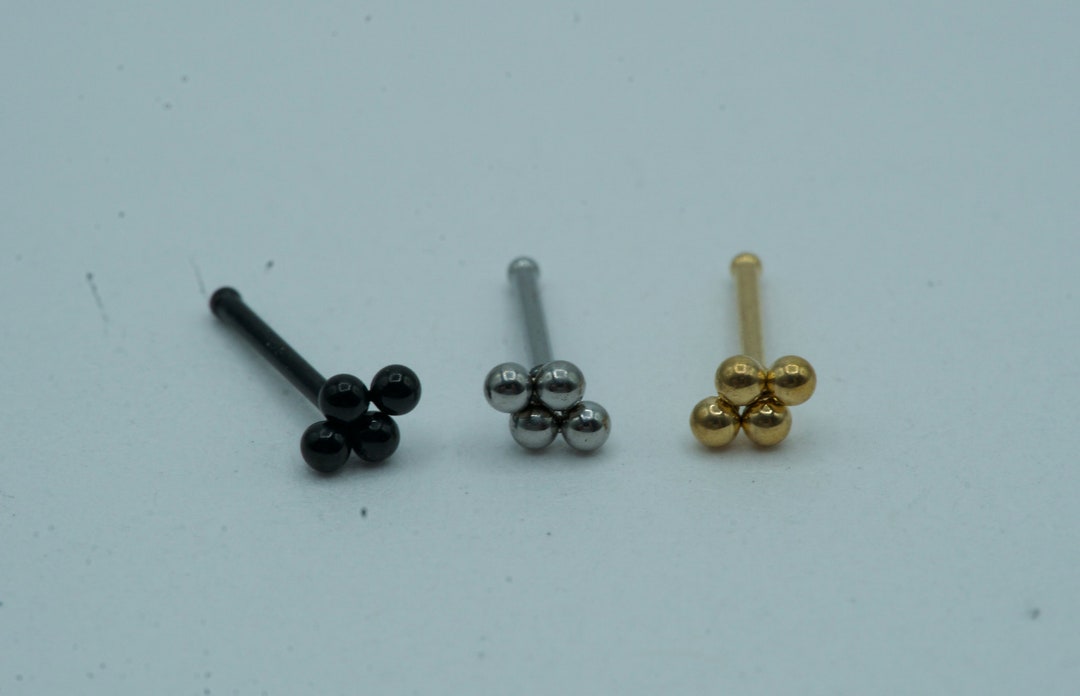 Quadruple 4 Ball Cluster Nose Stud Nose Ring Nose Triangle Piercing ...