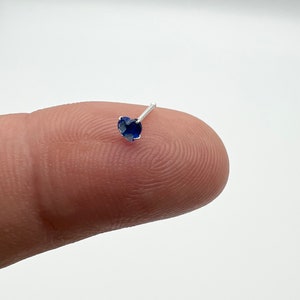 Blue Diamond Heart Nose Stud Nose Ring Sterling Silver Pin Nose ...