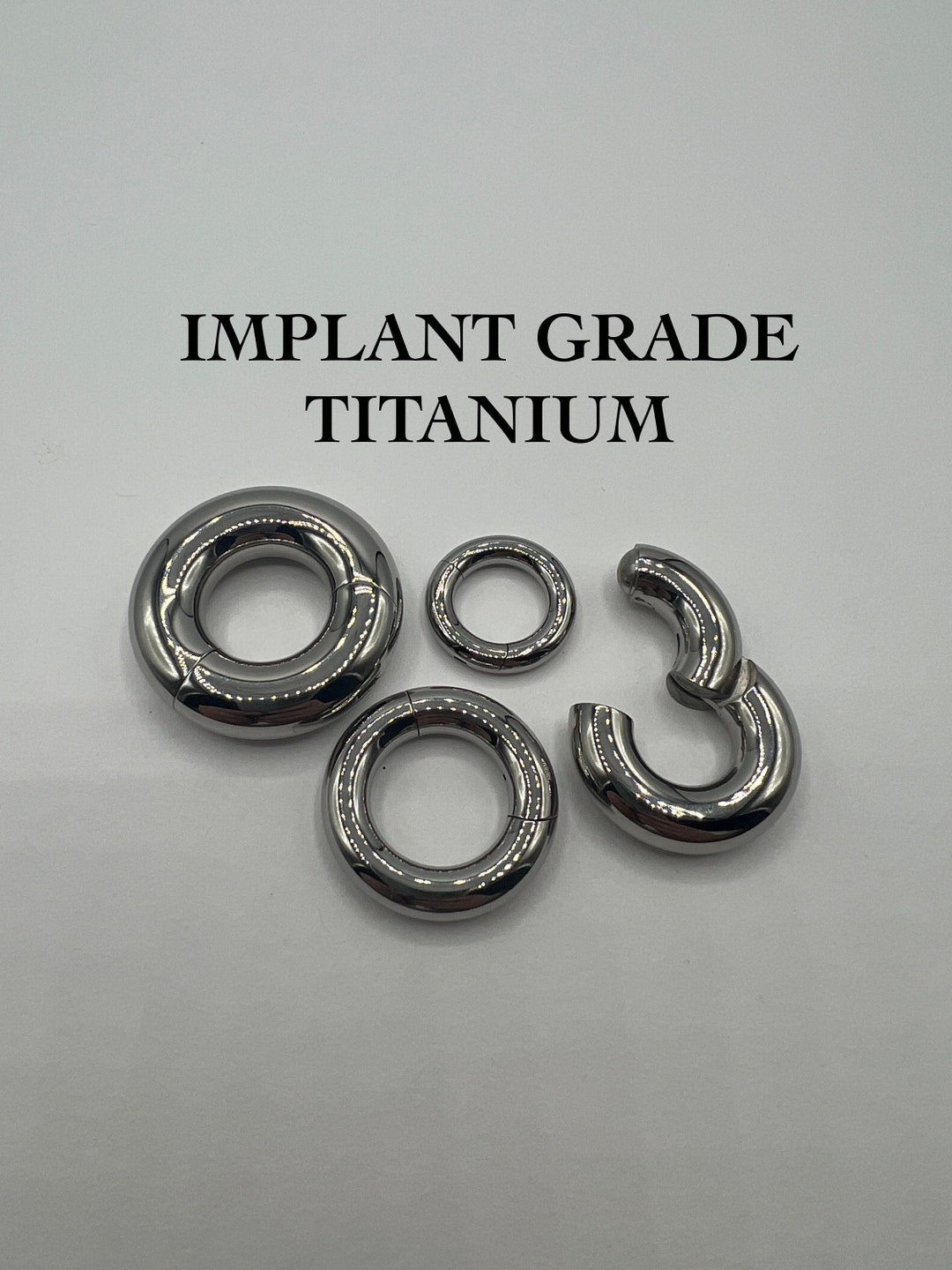 00G/0G/2G/4G/6G/8G/10G/12G Silver Implant Grade Titanium Large Gauge Hinged Clicker Segment Ring ...