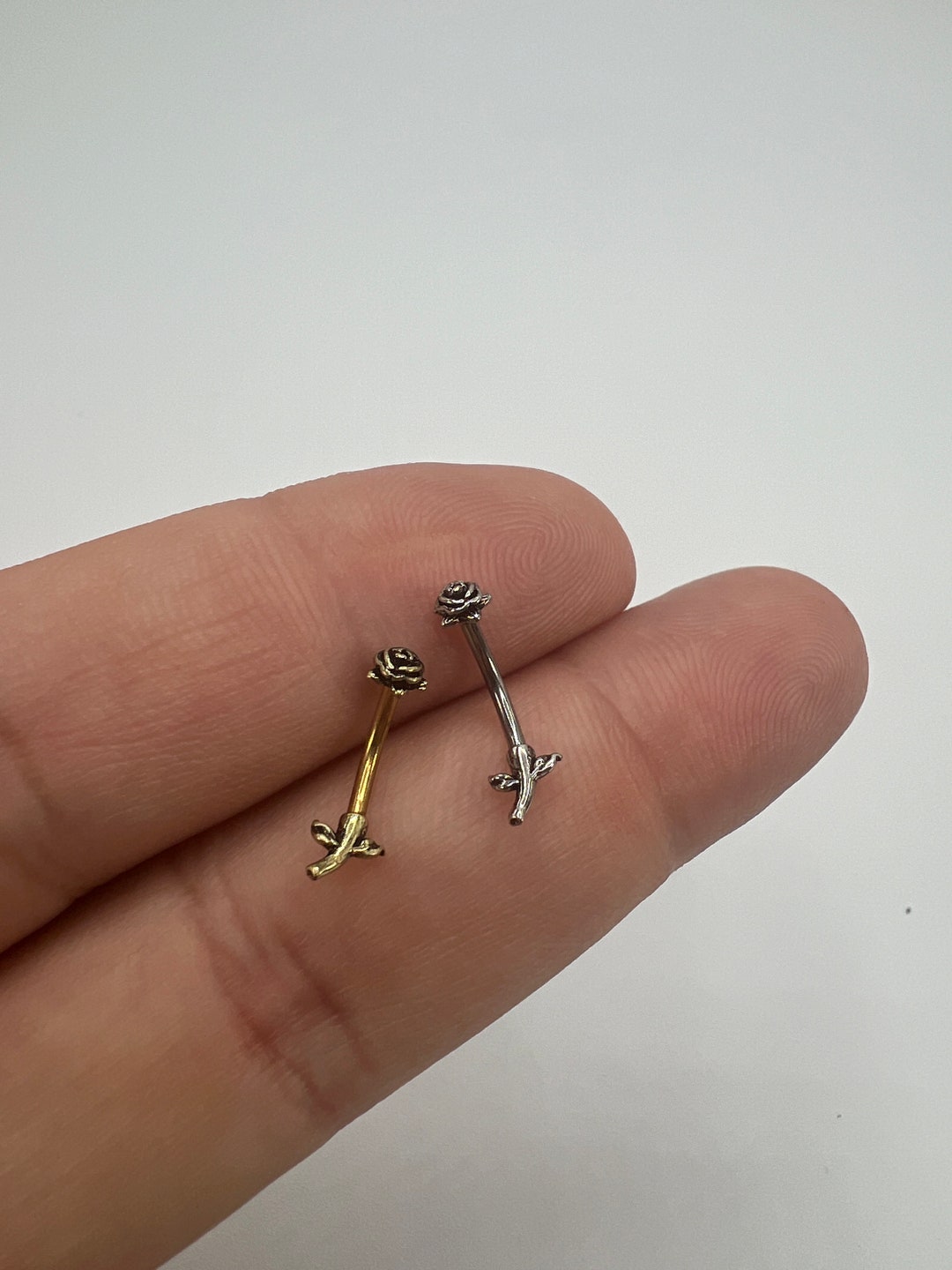 Antique Rose Curved Barbell Rook Piercing Curved Bar Eyebrow Jewelry ...