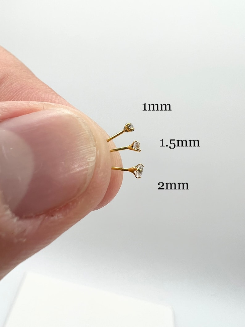Tiny 1mm 1.5mm 2mm Nose Studs Diamond Nose Rings 14K Gold - Etsy
