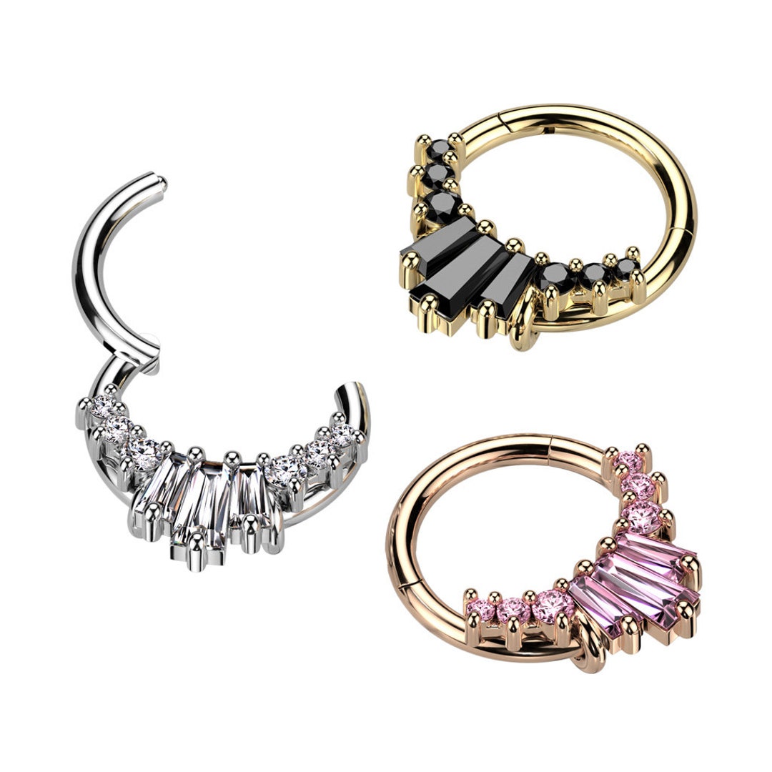 16G Baguette Fan Hoop Clicker Hoop Earring Septum Ring Nose - Etsy