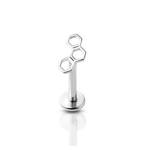 Tiny Honeycomb Flat Back Labret Piercing Minimalist Ear Cartilage Helix ...