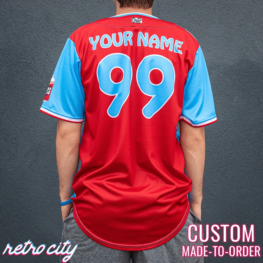 Duff Beer the Simpsons Duffman Full-button Baseball Fan Jersey *CUSTOM ...