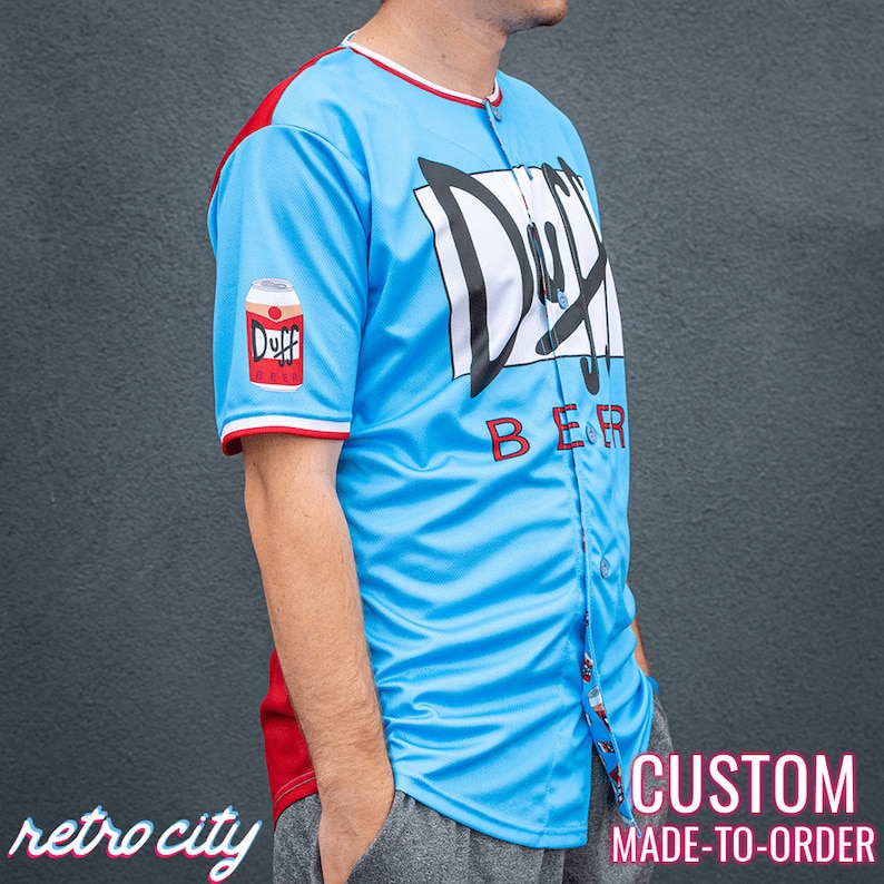 Duff Beer the Simpsons Duffman Full-button Baseball Fan Jersey *CUSTOM ...