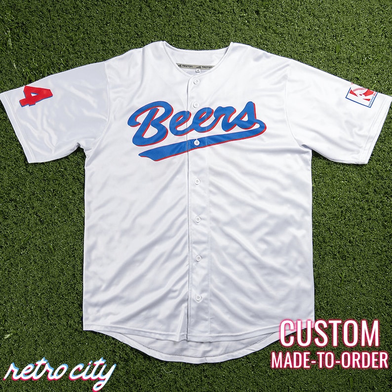 Baseketball Movie Joe 'airman' Cooper Beers Full-button Baseball Jersey ...