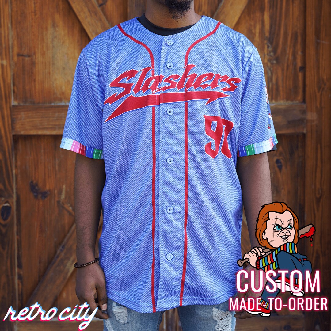 Chucky Childs Play Slasher Series Full-button Halloween Baseball Jersey ...