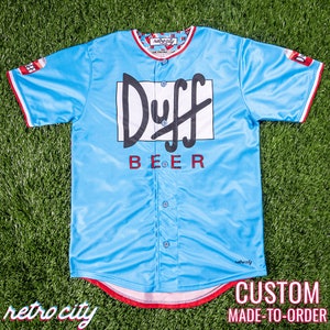 Duff Beer the Simpsons Duffman Full-button Baseball Fan Jersey *CUSTOM ...