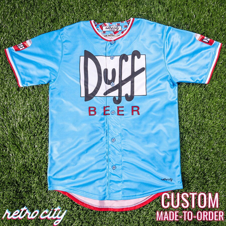 Duff Beer the Simpsons Duffman Full-button Baseball Fan Jersey *CUSTOM ...