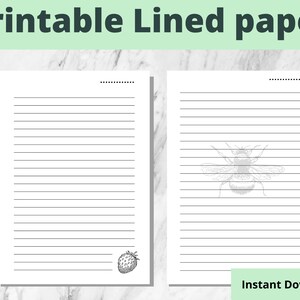 Cottagecore Printable Writing Paper Black and White Lined Stationary ...