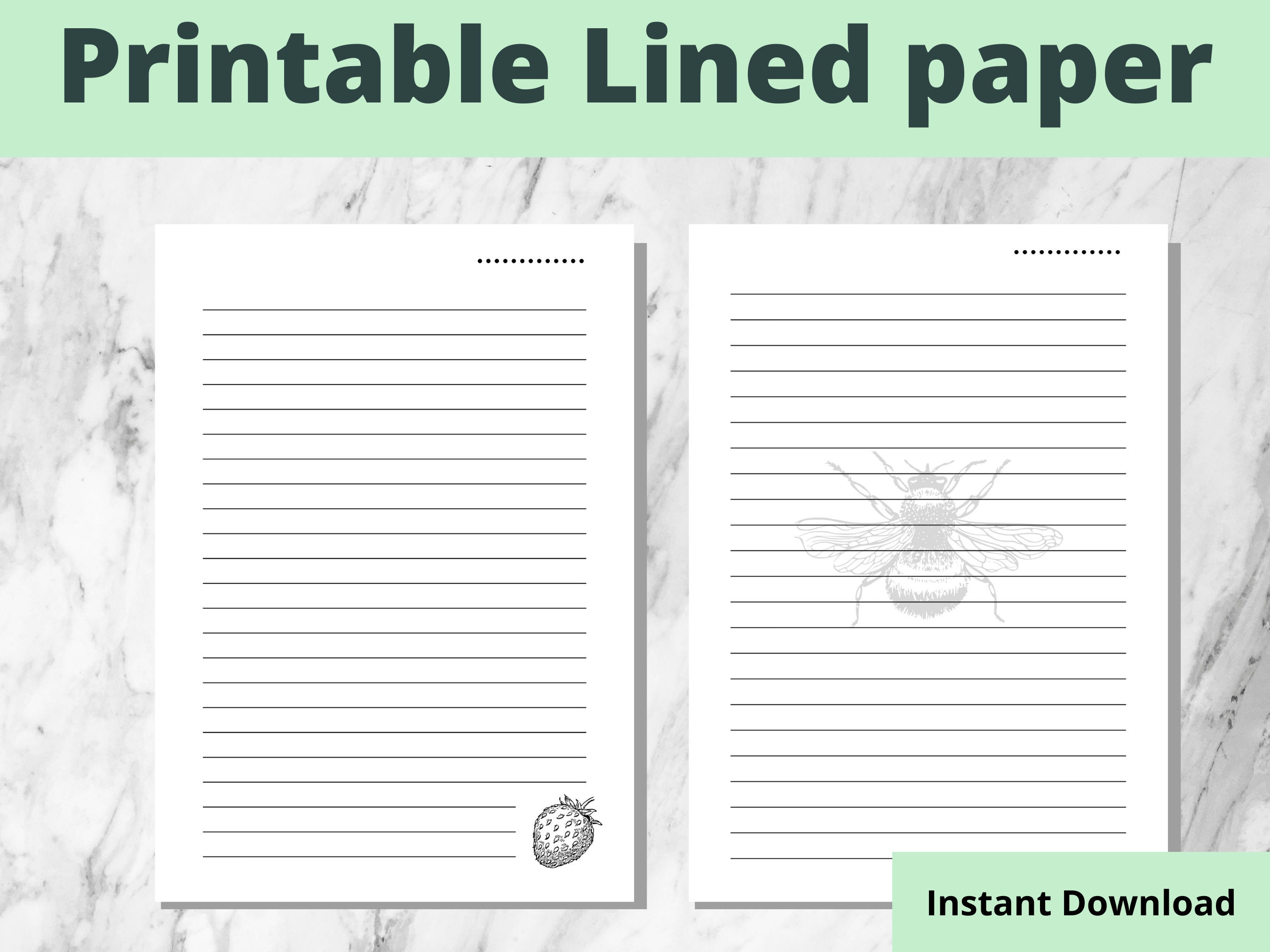 Cottagecore Printable Writing Paper Black and White Lined Stationary ...