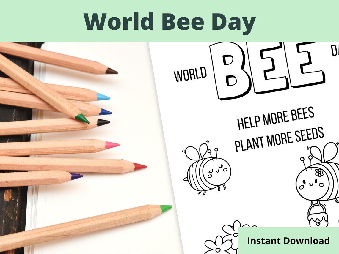 Printable World Bee Day Coloring Pages Kids Activity Sheet - Etsy Canada