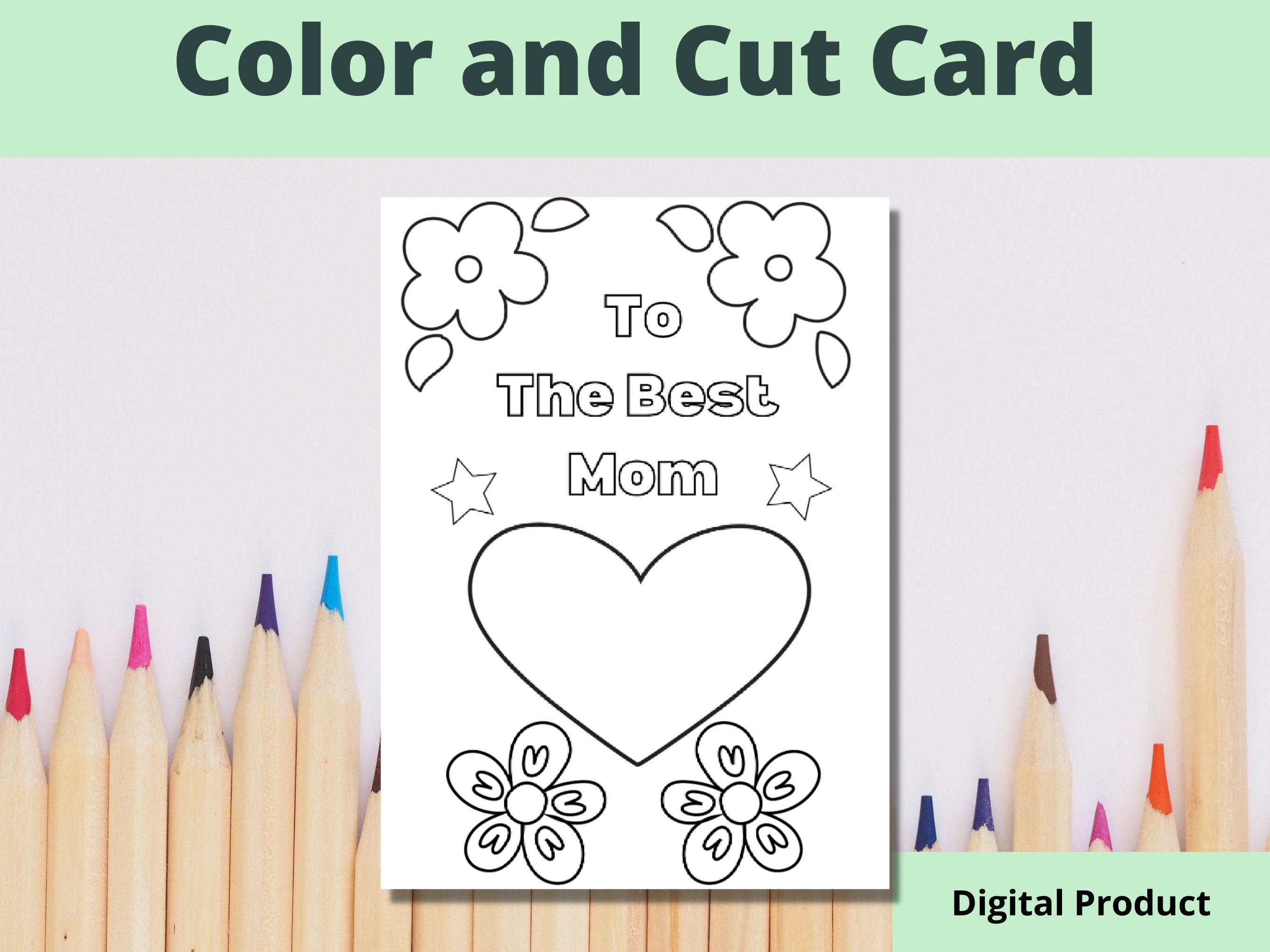 Printable Mothers Day Coloring in Card, Kids Activity Card, for Mum ...