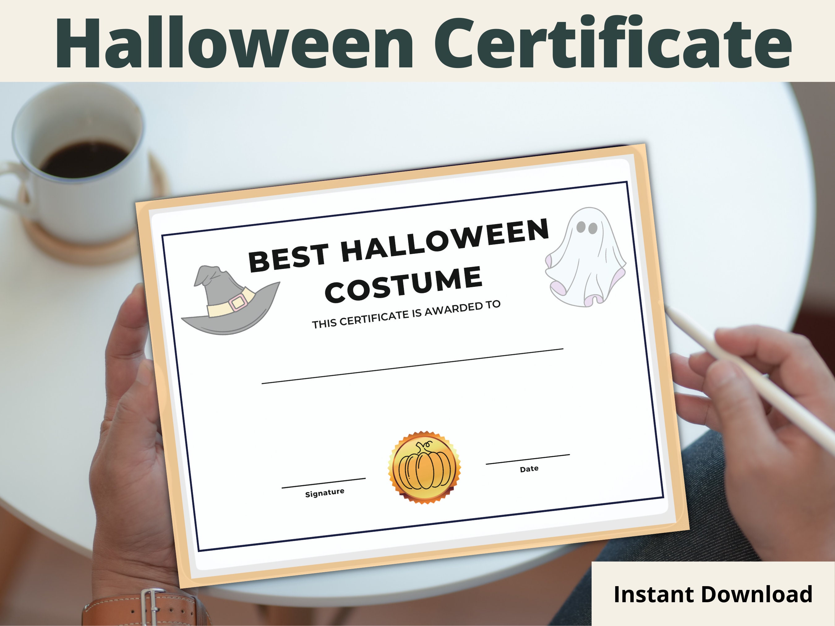 Halloween Certificate Printable, Halloween Best Costume Award ...