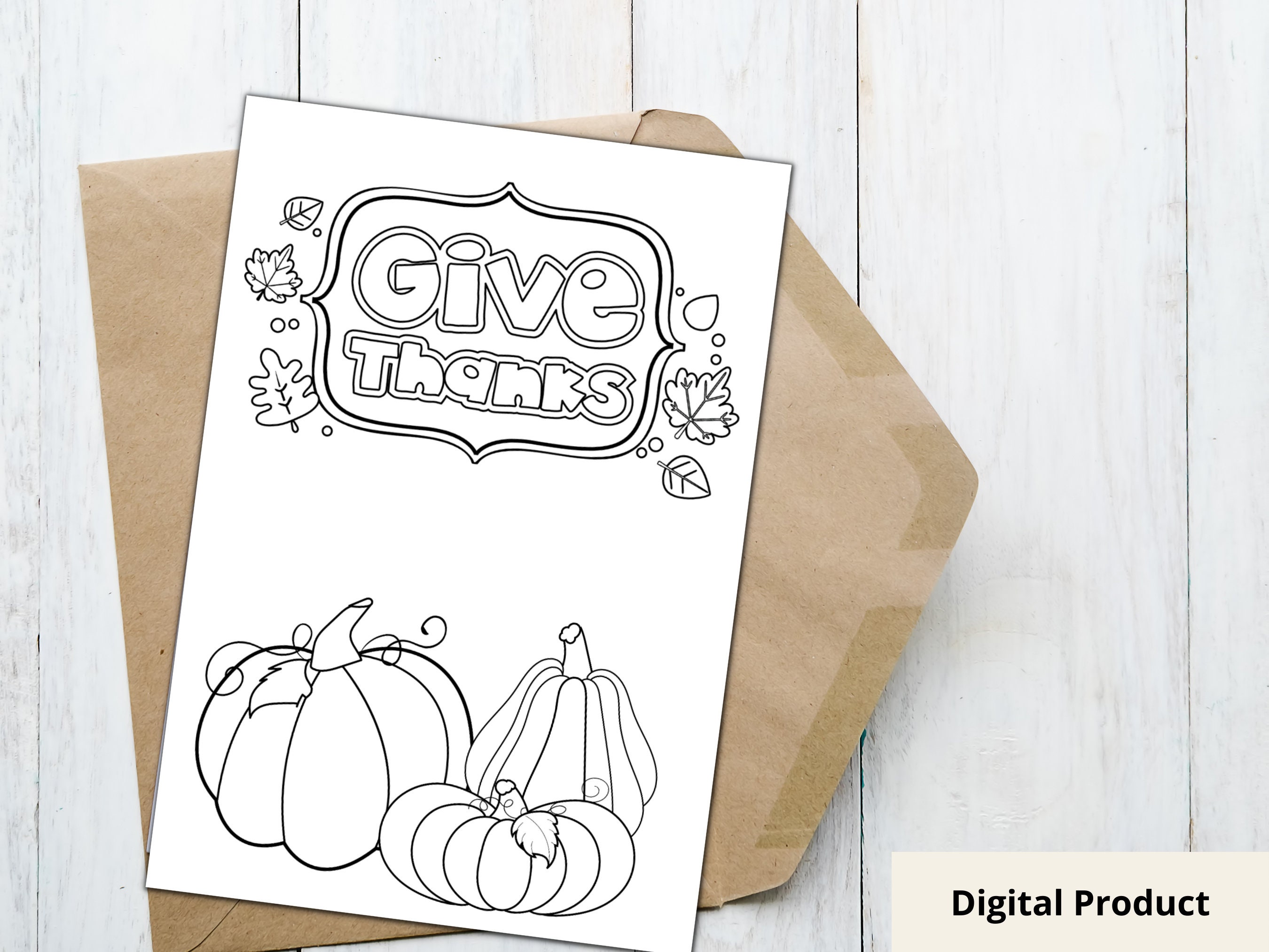 Printable Thanksgiving Cards. Holiday Greeting Card for Kids, Color ...