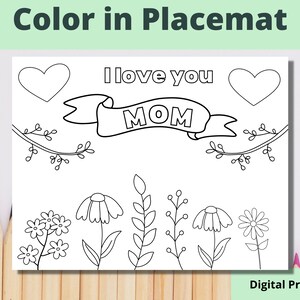 Printable Mothers Day Coloring Placemat | Mothers Day Coloring Activity ...
