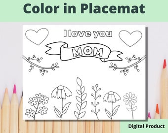 Printable Mothers Day Coloring Placemat | Mothers Day Activity Sheet ...