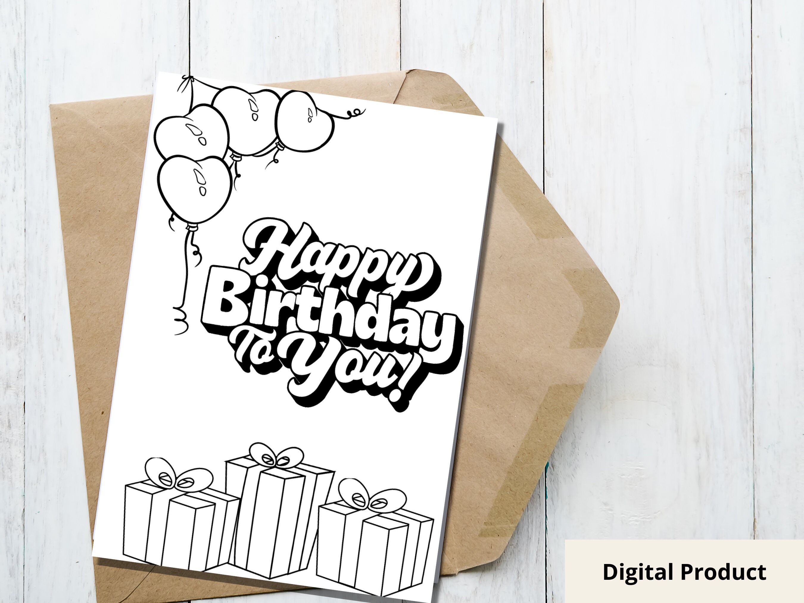 PRINTABLE Happy Birthday Coloring Card, Birthday Card for Kids ...