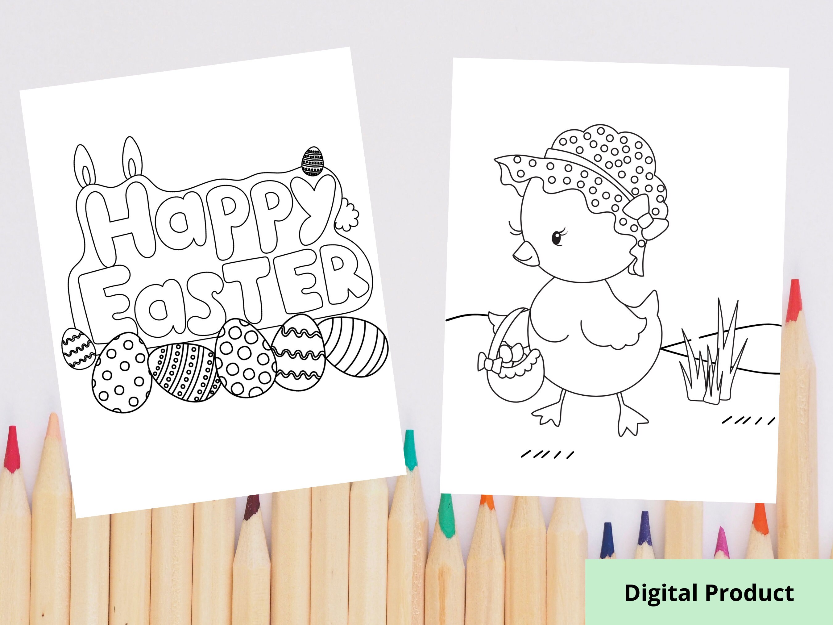 5 Printable Easter Coloring Pages, Happy Easter Coloring Sheet, Easter ...