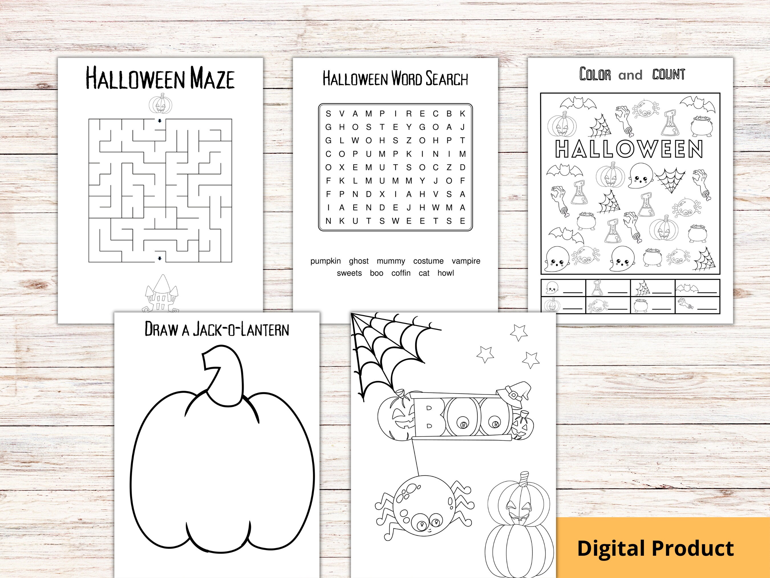 Halloween Kids Activity Pages Printable, Halloween Printable Puzzles ...