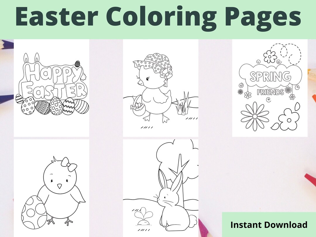 5 Printable Easter Coloring Pages, Happy Easter Coloring Sheet, Easter ...