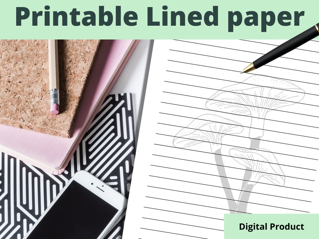 Cottagecore Printable Writing Paper Black and White Lined Stationary ...