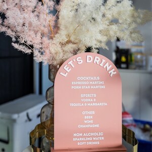 Acrylic Drinks Menu Cocktail Menu Bar Sign Event Decor - Etsy
