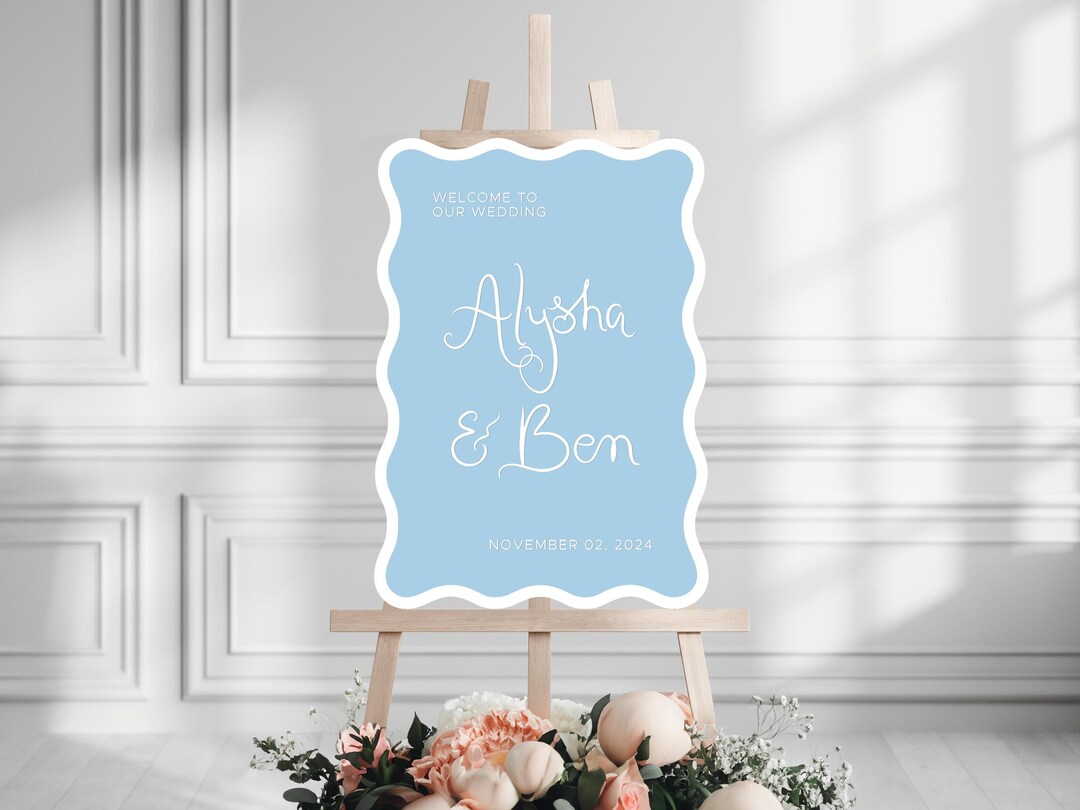 Wavy Whimsical Design Wedding Sign Welcome Sign Semi Custom Acrylic ...