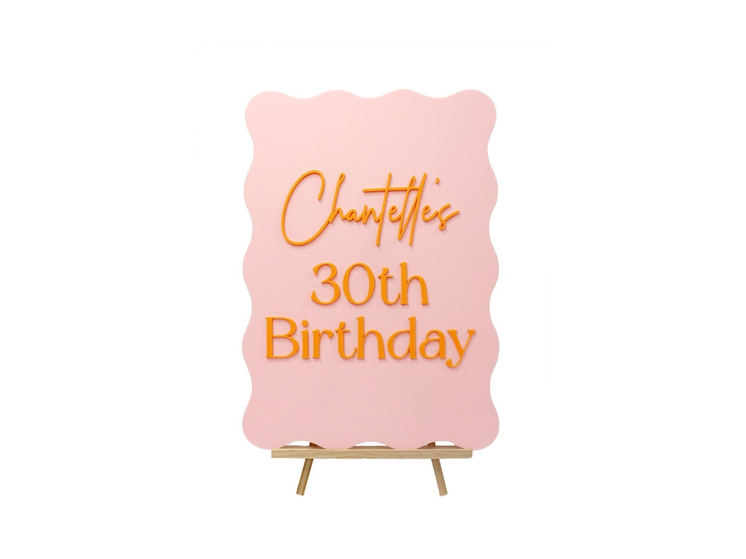 Birthday Sign Wavy Birthday Sign Birthday Party Acrylic Event Decor ...