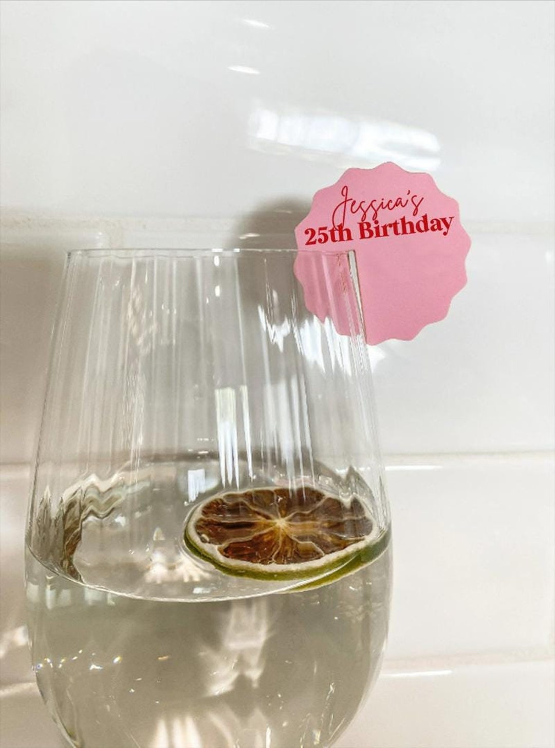 Personalised Drink Tag | Acrylic Wavy Stemless Tag | Cocktail Champagne ...