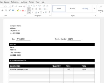 Invoice Template, Professional, Customizable, Editable, Printable ...