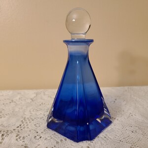 Hand Blown Cobalt Blue Pyramid Perfume Bottle, Soffiato A Bocca Made in ...