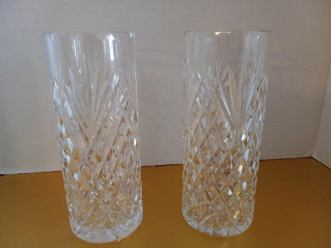 Fan and Diamond Design Godinger Crystal Flower Vases - Etsy