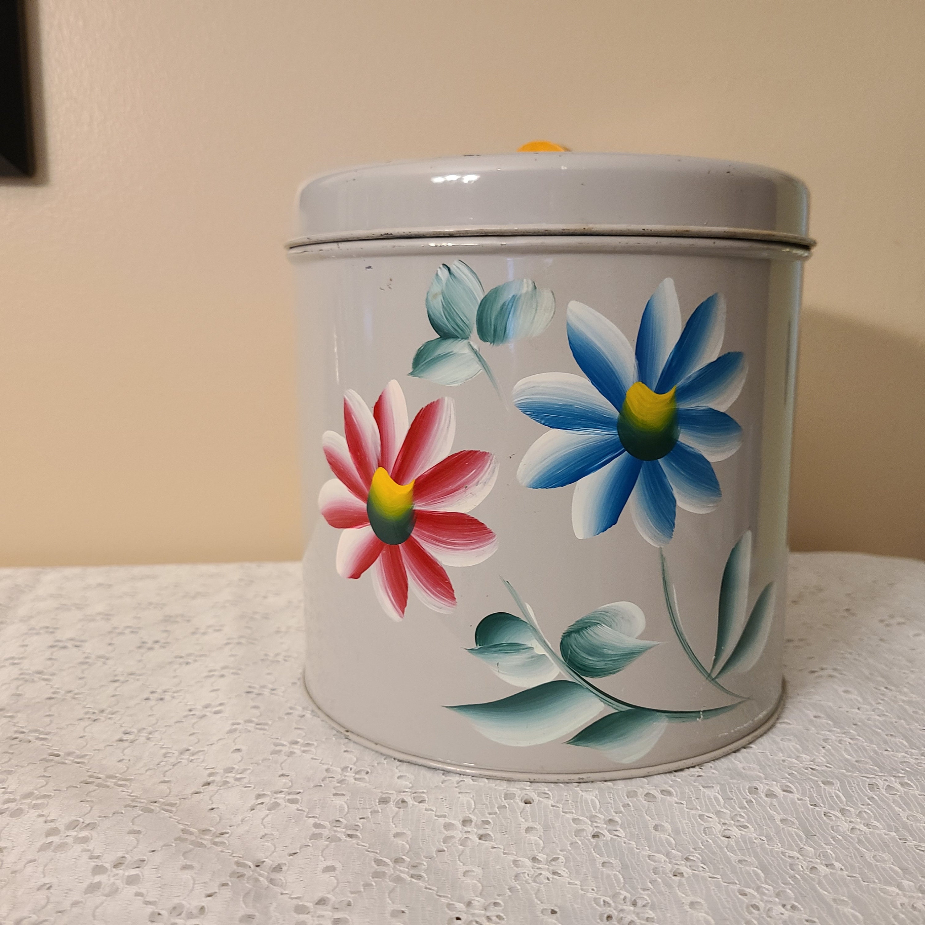 Vintage Ransburg Canister Set Floral Hand Painted Set 3 Metal - Etsy