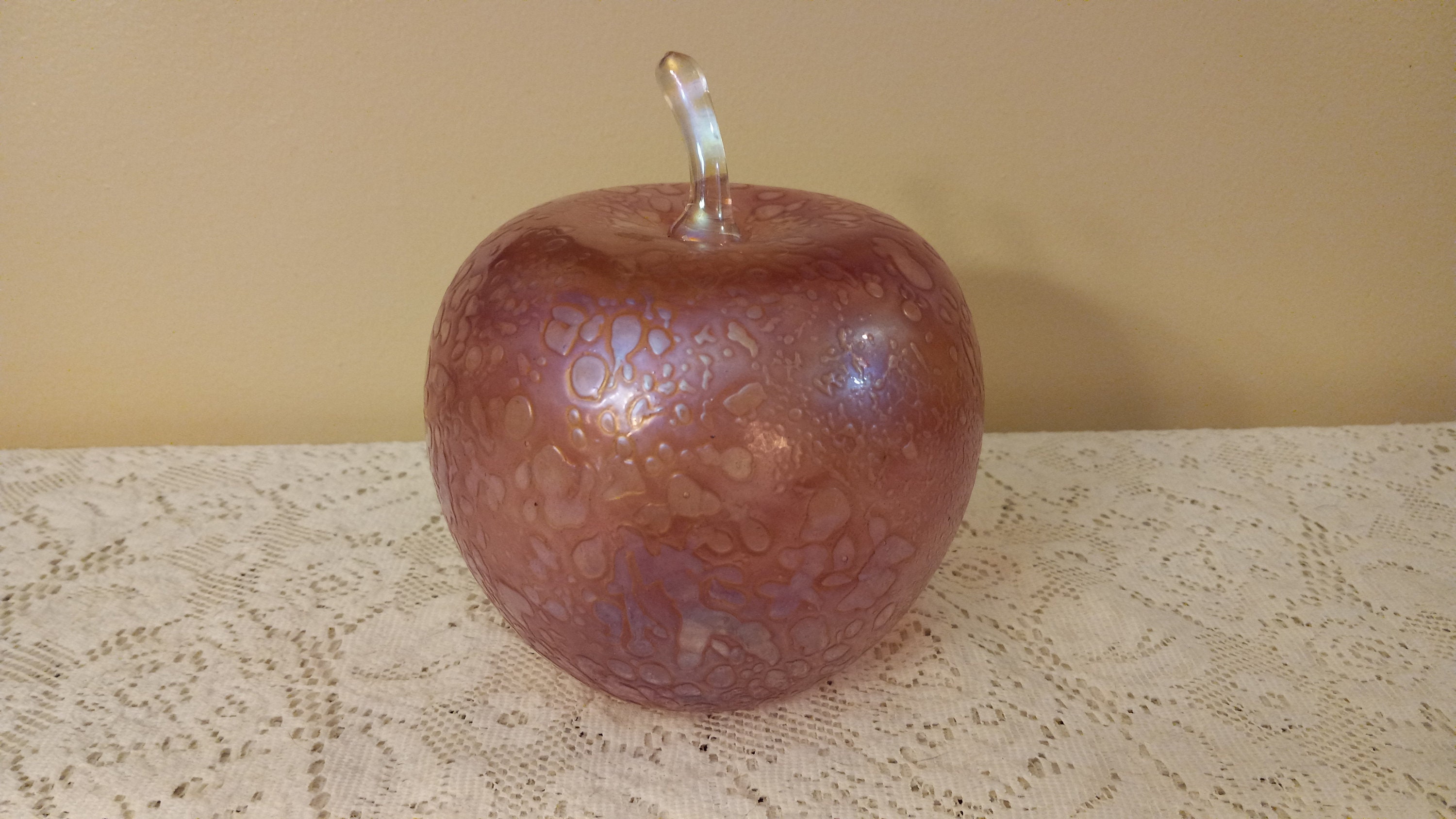 John Ditchfield Glasform Purplish Pink Iridescent Art Glass Apple - Etsy