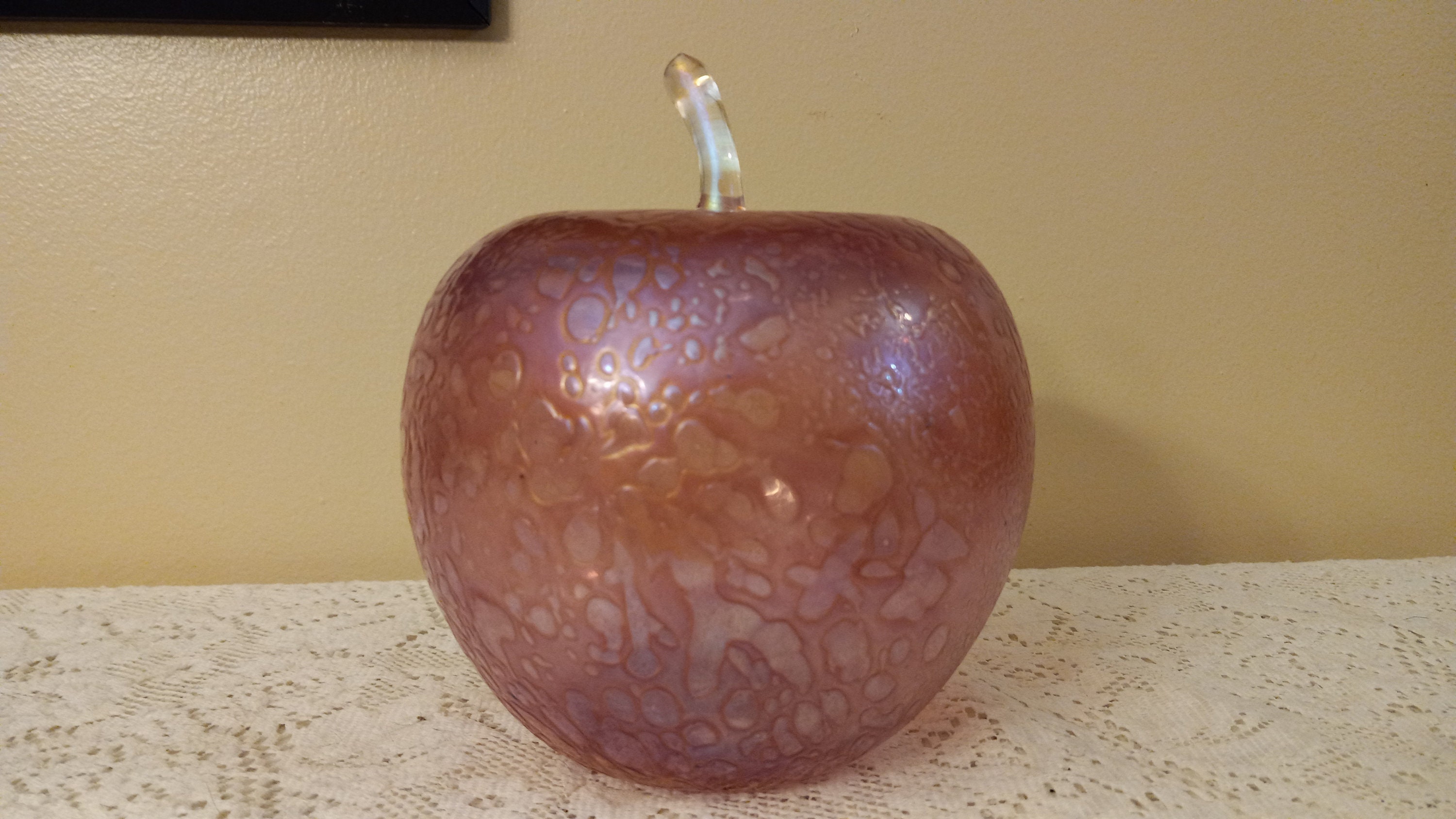 John Ditchfield Glasform Purplish Pink Iridescent Art Glass Apple - Etsy