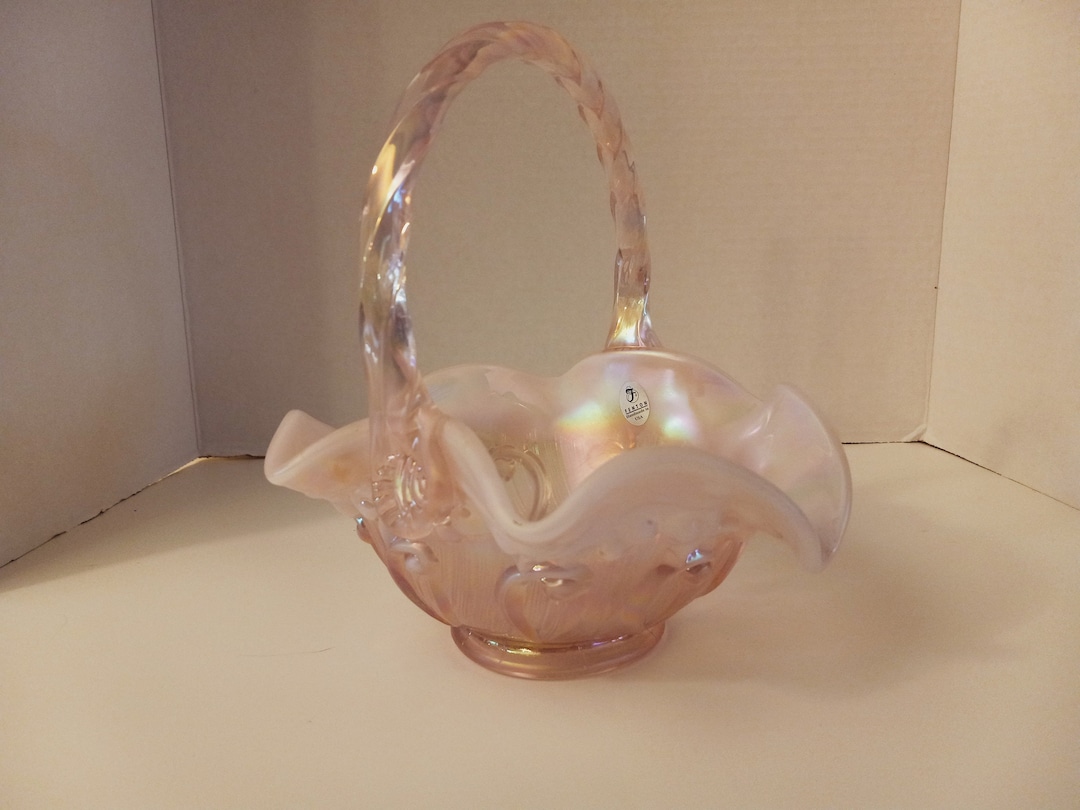 Fenton Pink Opalescence Lily of the Valley Basket - Etsy