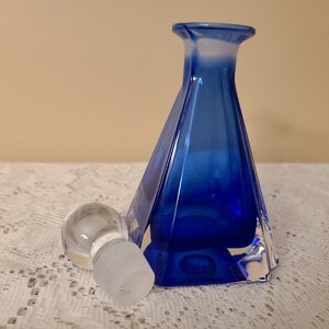 Hand Blown Cobalt Blue Pyramid Perfume Bottle, Soffiato A Bocca Made in ...