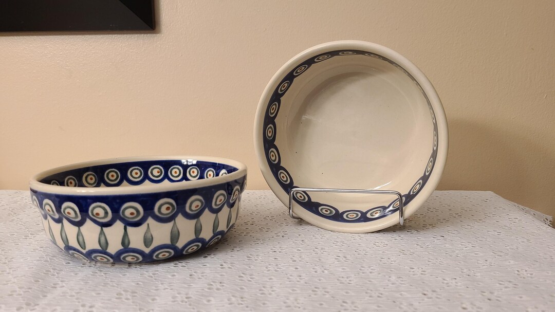 Boleslawiec Hand-made Polish Pottery PEACOCK Pattern 6 Bowls - Etsy