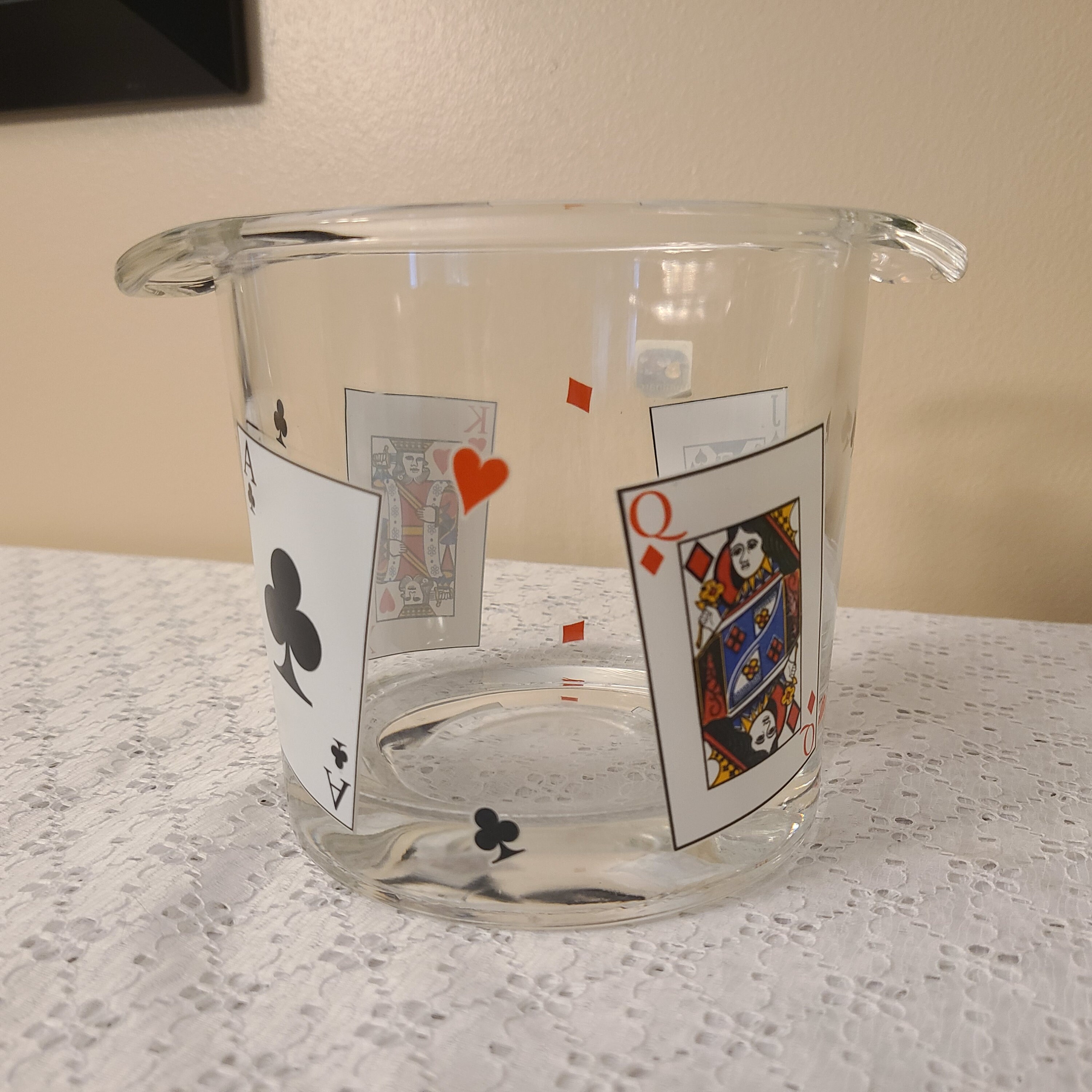 Luminarc Card Party Glass Ice Bucket Glass 2 Handled Ice Bucket Playing ...