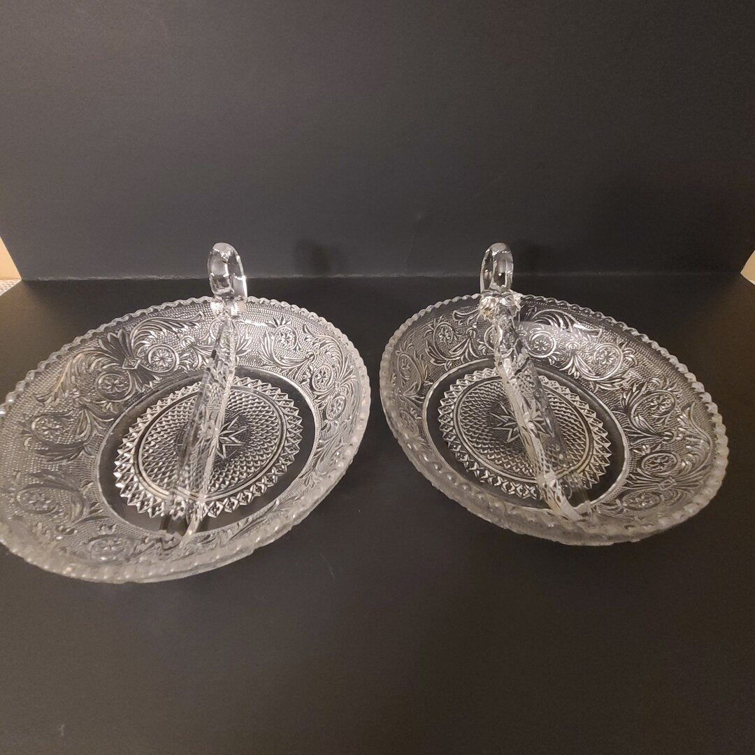 Duncan & Miller Indiana Glass Sandwich Pattern Divided Dishes Relish ...