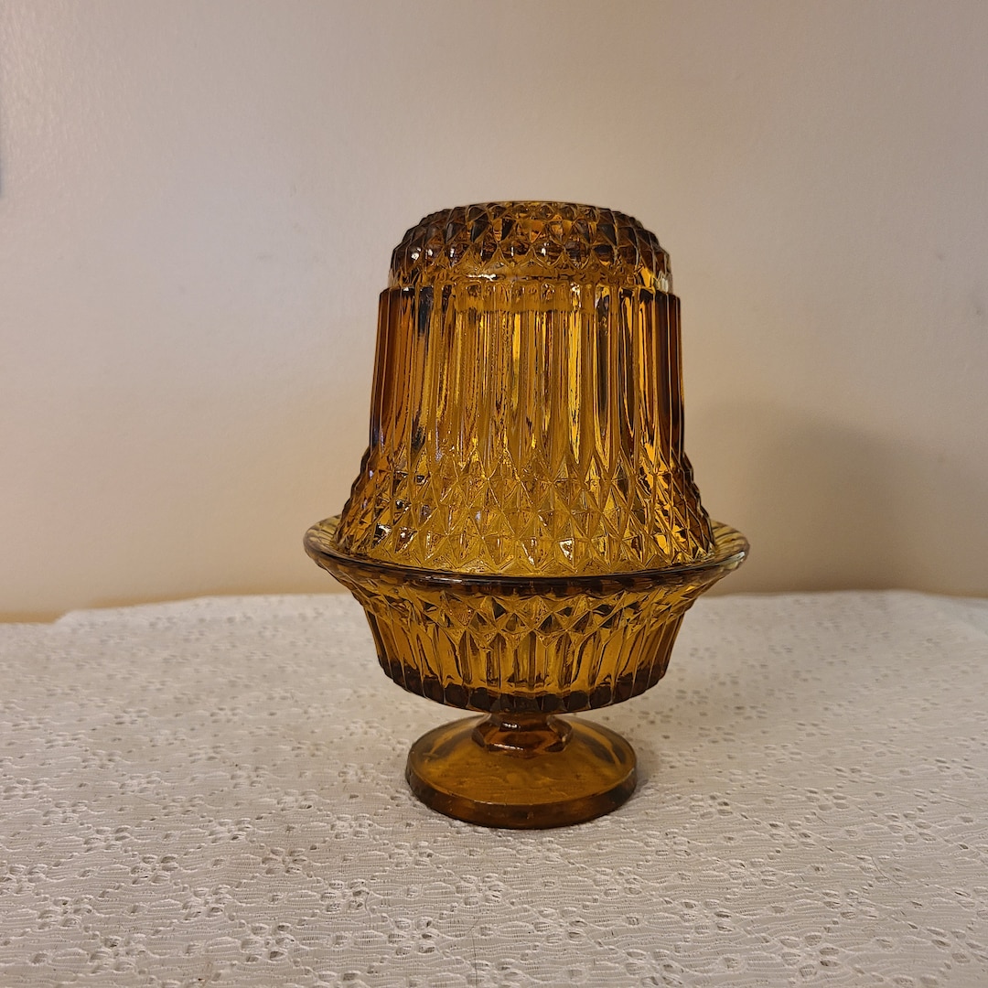 Vintage Indiana Glass Amber Fairy Lamp Tea Light Holder - Etsy