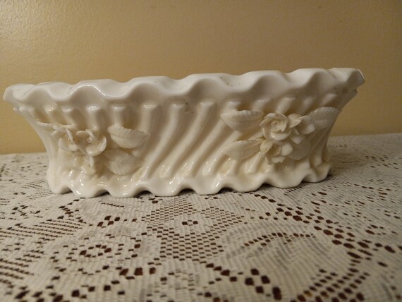 Lefton White Porcelain Planter 1960-1983 Intricate Classic - Etsy