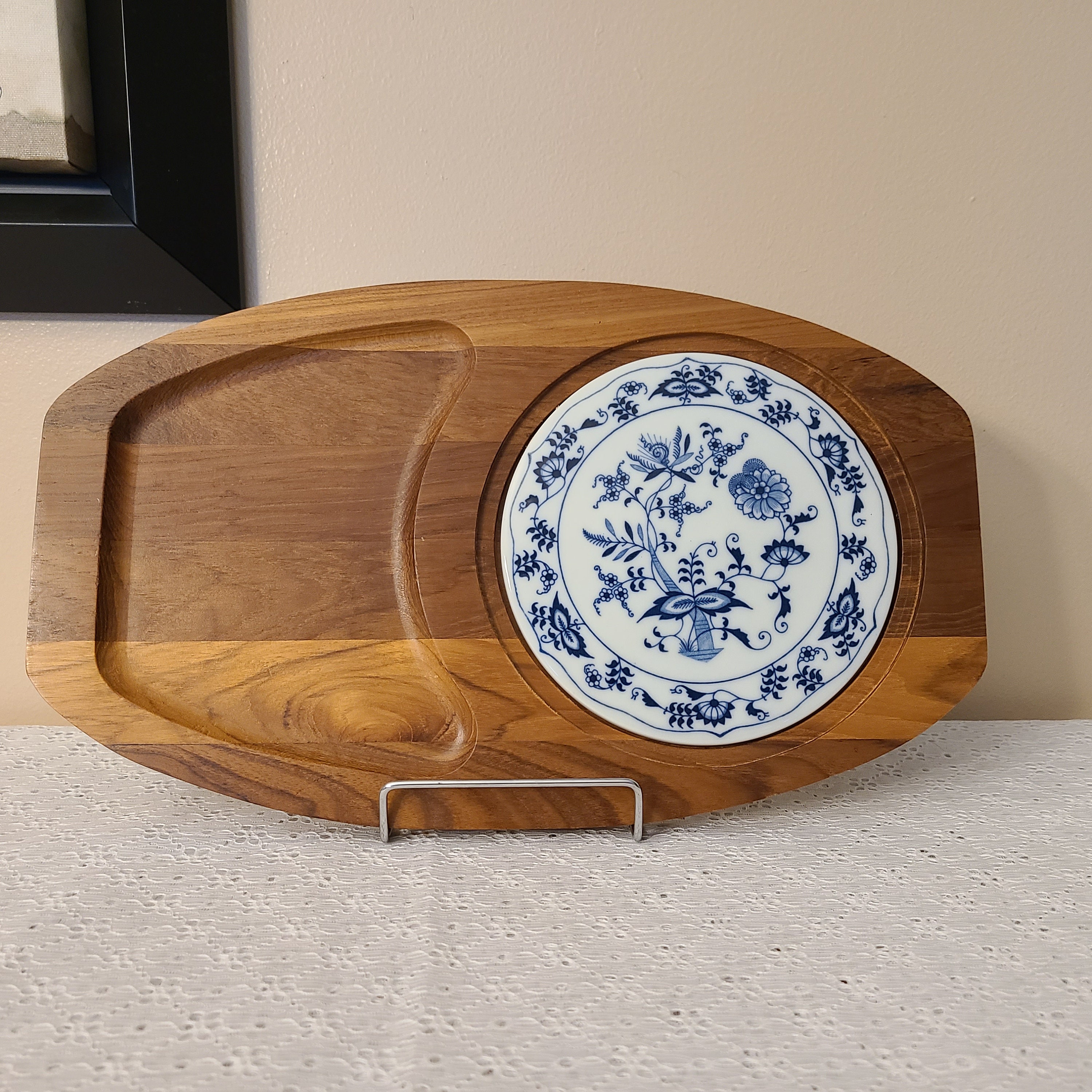 Vintage Dolphin Teakwood Cheese Board With Blue Danube - Etsy