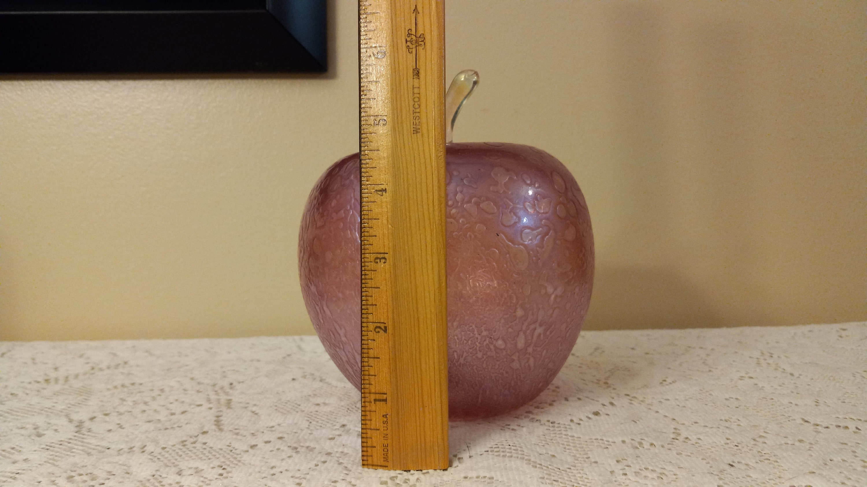 John Ditchfield Glasform Purplish Pink Iridescent Art Glass Apple - Etsy